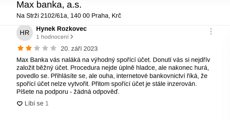 Max banka [recenze]: Jak jsou klienti spokojeni? - RecenzeZdarma.cz